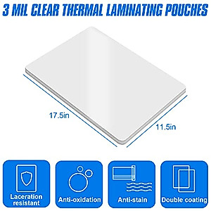 HERKKA 300 Pack Laminating Sheets, Hold 11 x 17 Inch Sheet, 3 Mil Clear Thermal Laminating Pouches 11.5 x 17.5 inch Lamination Sheet Paper for Laminator, Round Corner