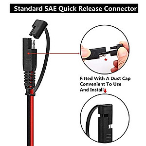 2 Pcs 16 AWG SAE Battery Charger Kit, 8 Ft SAE To SAE DC Power Connector Cable And 3 Ft Ring Terminal Harness With Fused SAE Quick Disconnect Plug