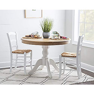 Linon Natural and White 2 Tone Pedestal Dining Harris Table
