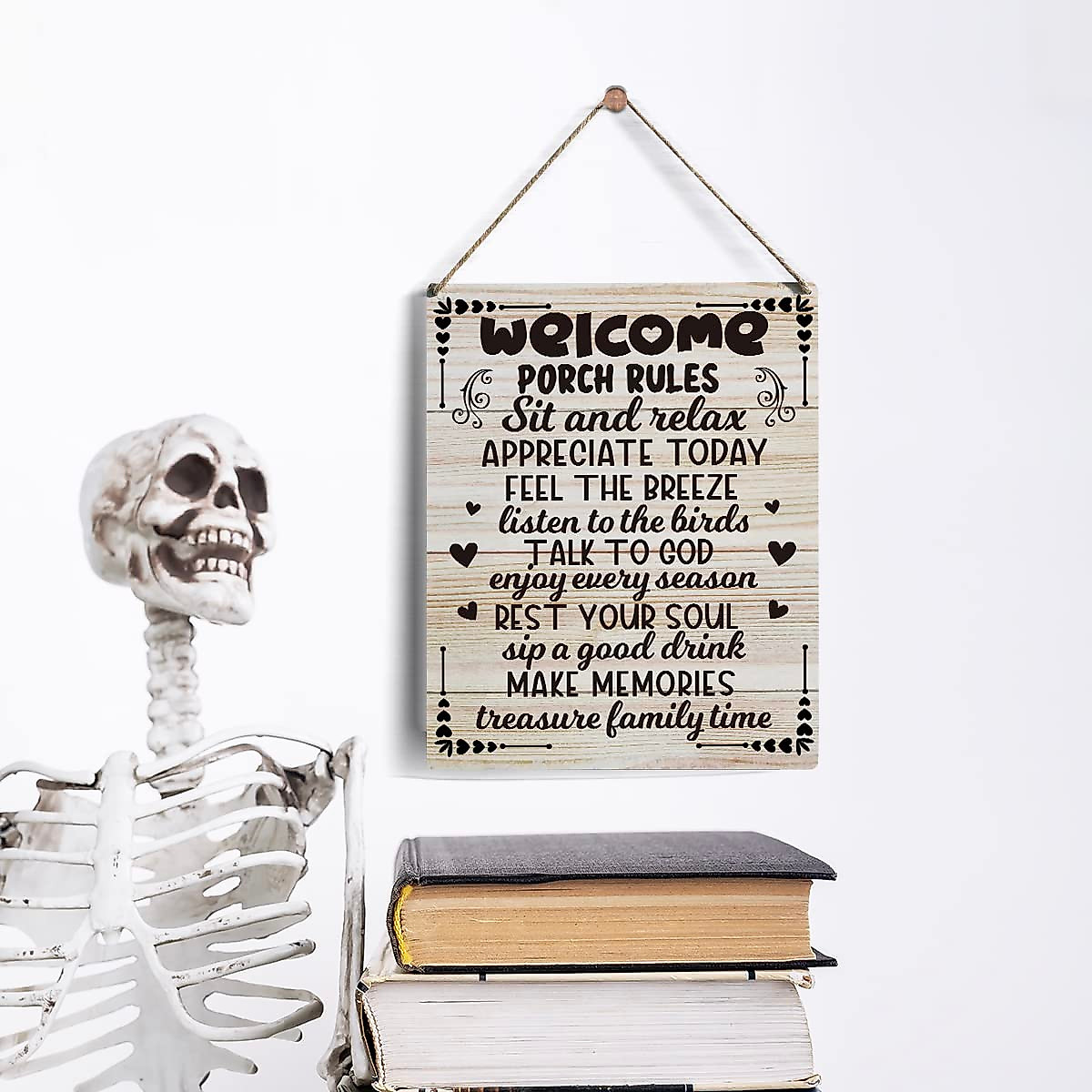 Porch Rules Sign Gifts, Rustic Sit and Relax Appreciate Today Porch Wooden Signs Wood Plaque Hanging Sign Home Porch Decor 8 x 10 Inches