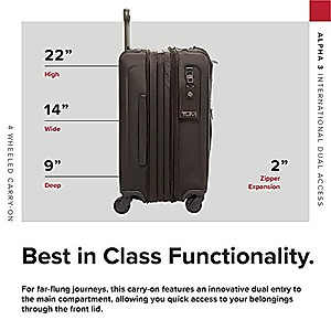TUMI Alpha 3 International Dual Access 4-Wheeled Carry-On Luggage - With Built-In USB Port and Integrated TSA Lock - 22-Inch Rolling Suitcase for Men and Women - Anthracite