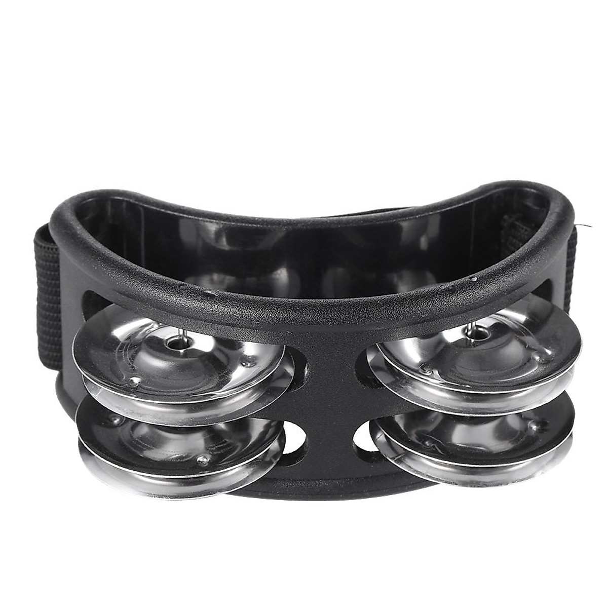 Foot Tambourine Percussion Musical Instrument Foot Drum set with Metal Jingle Bell for Guitar Drum Accessory Instrument (Black)