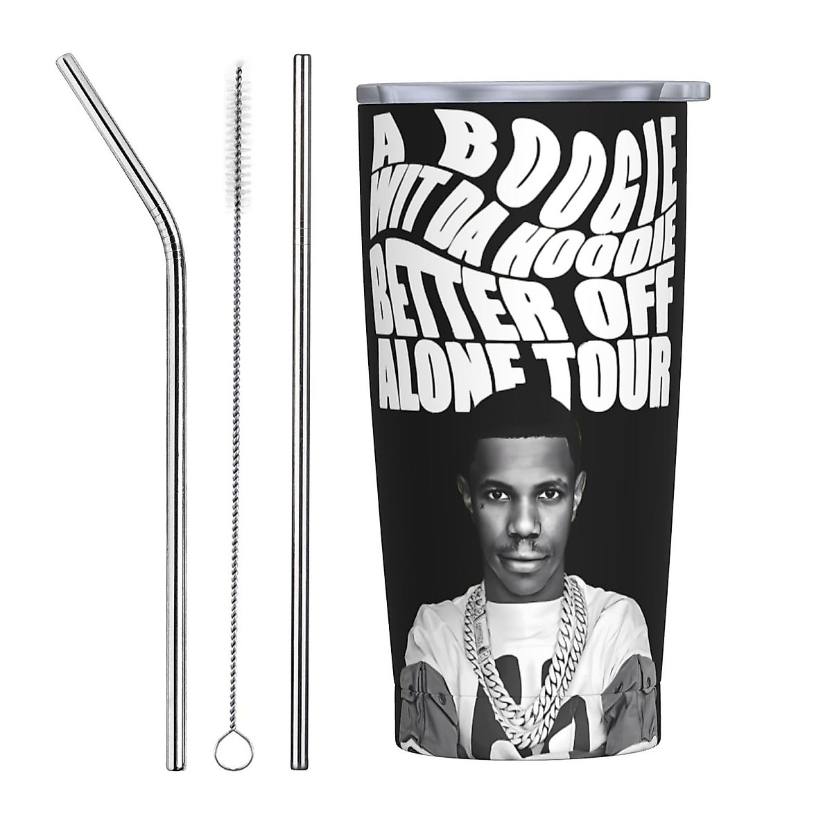 Zyxmconas A Boogie Music Wit da Hoodie Stainless Steel Insulated Tumbler Double Wall Travel Cup With Straw And Lid For Home Office Car 20 oz