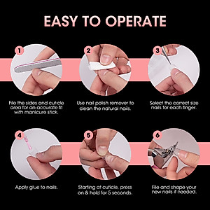 Buqikma Nail Tips Short Oval - 600PCS French Tips Round Shape Half Cover False Acrylic Nails Artificial Tips for DIY & Salon (with Handle - Clear)