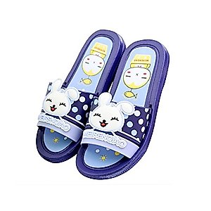 IUU Cute Little Kids Bath Slippers Non-Slip Slippers EVA House Slippers Beach Flip-Flops (Blue,Pink) (7M/18cm US Toddler, Blue)