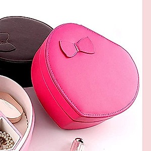 ZZYINH AN207 Fine Pink Heart Jewlery Box with Mirror Earring Pendants Multifunction Jewelry Packaging Romantic Wedding Jewelry Organizer Small Jewelry (Color : Red)