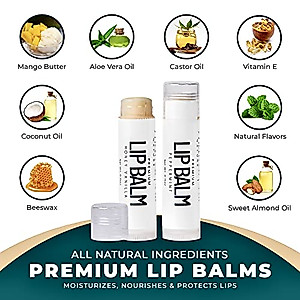 7leaves Nature Premium Lip Balms 2 Pack, Peppermint and Honey Vanilla Flavored Lip Balm, Moisturizing Lip Balm with Beeswax, Coconut Oil, Aloe Vera, Vitamin E, Handmade in USA for Men Women Children