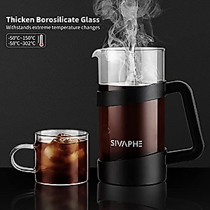 Sivaphe Small French Press 12oz Light-weight Durable High Borosilicate Carafe/Tea Maker Single Serve Coffee Press Frothed Brewer