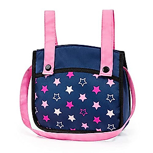 Bayer Design Dolls: Pram Xeo - Blue, Pink, Stars - Includes Shoulder Bag, Fits Dolls Up to 18", Convertible to A Pushchair, Adjustable Handle & Swivel Front Wheels, Integrated Basket, Ages 3+