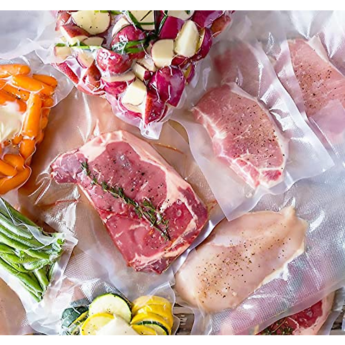 Beeiee Vacuum Sealer Bags for Food Saver 10" x 16', Seal a Meal, Rolls with BPA Free,Heavy Duty,Great for vac storage, Meal Prep or Sous Vide (10" x 16')