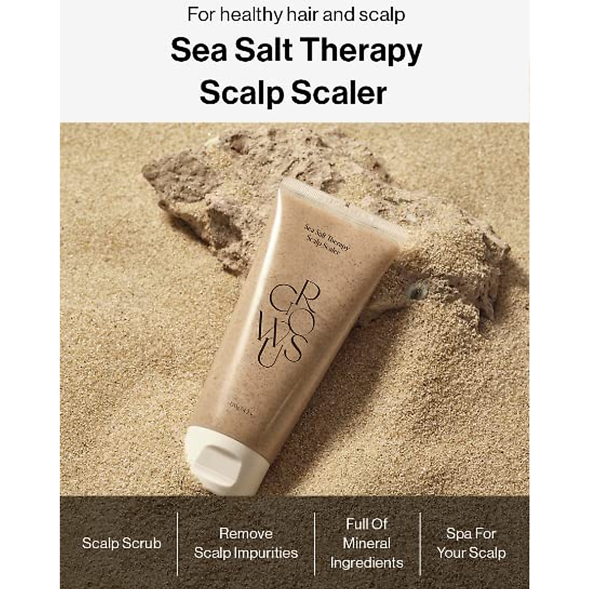 GROWUS Sea Salt Therapy Scalp Scaler - Salicylic Acid, Niacinamide, Dexpanthenol, Exfoliating, Deep Cleansing, Free from Paraben and Sulfate, 2 in 1 Shampoo for Itchy and Oily Scalp (8.8 Oz / 250g)