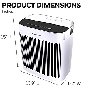 Honeywell InSight HEPA Air Purifier with Air Quality Indicator for Medium-Large Rooms (190 sq ft), White - Wildfire/Smoke, Pollen, Pet Dander, and Dust Air Purifier
