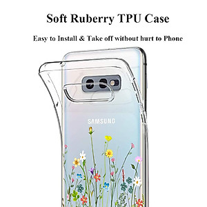 Unov Galaxy S10e Case, Clear with Design Soft TPU Shock Absorption Slim Embossed Floral Pattern Protective Back Cover for Samsung Galaxy S10e 5.8in (Flower Bouquet)