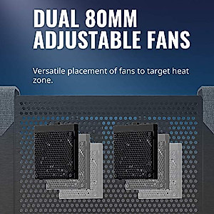 Cooler Master Notepal U2 Plus V2 Laptop Air Cooler, Dual 80mm Moveable Fans, Lightweight Aluminum Cooling Pad, Polyester Fiber Dacron and Aluminum Material, Supports up to 17” Laptop