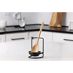 Spectrum Diversified Spoon Rest Finley White Ceramic Dish, Matte Black