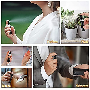 Soleebee Portable Refillable Perfume Atomizer Bottles, Mini Matte Atomizer Perfume Bottles, Refillable Perfume Spray Dispensers, Scent Pump Case, Travel Size Perfume Spray Bottle 5ml/0.2oz (4 Pcs Black)