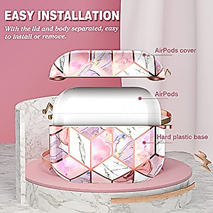 Hasaky Case for AirPods Pro Case Cover, Girls/Woman/Men/Boys Portable (with Keychain) Cute Rose Gold Marble Series Hard Shockproof Anti-Scratch Protective Case for Apple AirPods Pro -Pink Marble.