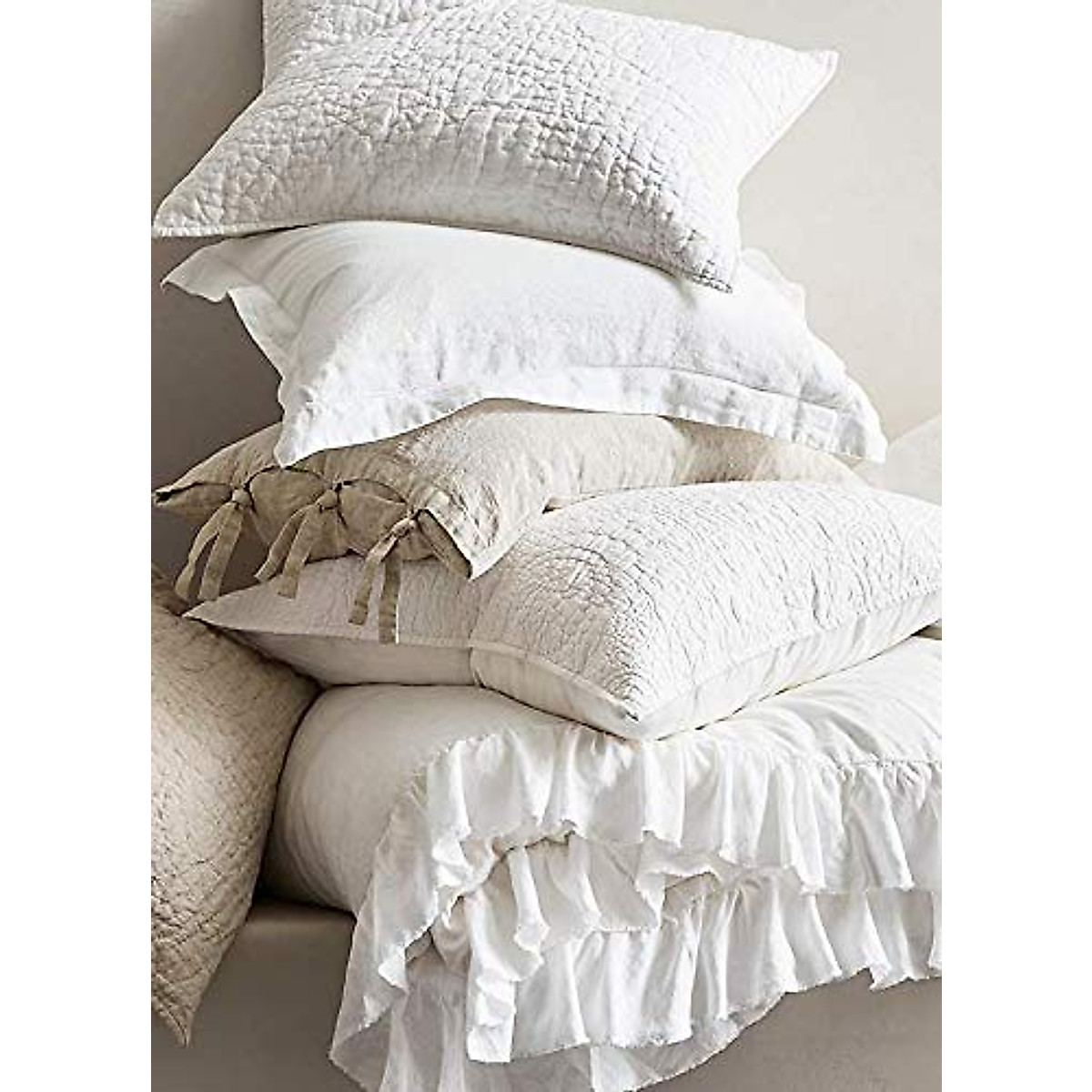 basic home 26x26 Euro Throw Pillow Inserts-Down Feather Pillow Inserts-Cotton Fabric-Set of 2-White