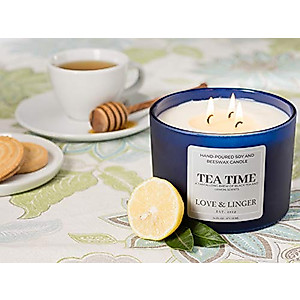 Black Tea Candles | Lemon Tea Candles Scented | Luxury Soy & Beeswax Candles for Home | 16 oz. Large Jar 3 Wick Candle | Scented Tea Candles | Cool Candles For Women | Summer Scented Candle