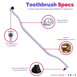 RYERCAT Dual Sided Cat Toothbrush - Kitten Toothbrush with Micro Head to fit into Cat/Kittens Mouth - Cat Dental Care Supplies - Pet Toothbrush for Cats(Flamingo Pink)