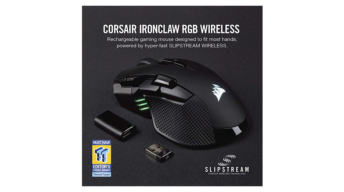 CORSAIR IRONCLAW Wireless RGB Gaming Mouse - 18K DPI (Renewed)