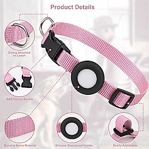 Airtag Dog Collar, Adjustable Air Tag Dog Collar with Durable Quick Snap Buckle, Imitation Nylon Dog Collar with Waterproof Apple Airtag Holder for Small Medium Large Dogs