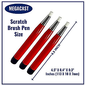 Megacast Fiberglass Scratch Brush Pen - 3 Pack - Jewelry, Watch, Coin Cleaning, Electronic Applications, Removing Rust and Corrosion