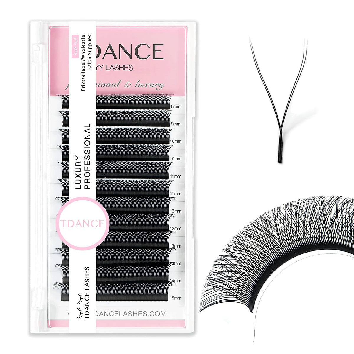 TDANCE YY Eyelashes Extension Lashes C Curl 0.07mm Thickness 8-15mm + Loose Fans 8D 0.05mm Thickness D Curl 8-15mm Mixed Length