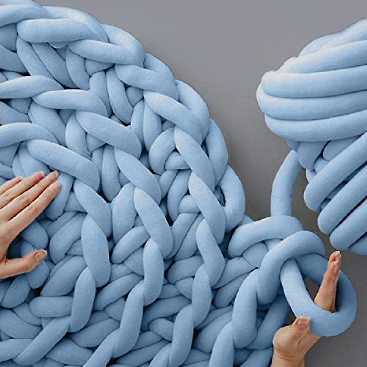 GULAKY Chunky Giant Cotton Tube Yarn Super Soft Thick for Handmade DIY Arm Knitting Blanket Yarn Merino Wool Alternative Home Decor,Blue,1lb