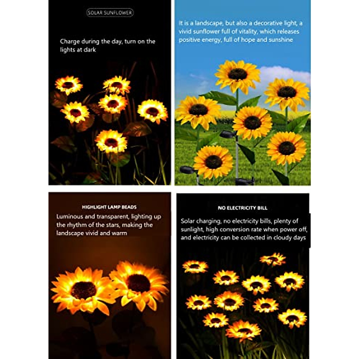SLXTOU Led Solar Sunflower Flower Light, Outdoor Garden Garden Decoration Light, Lawn Plug-in Light