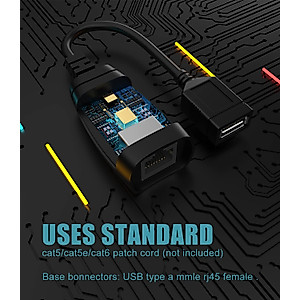 SNLLMZI USB to cat5 Adapter, USB Over RJ45 Ethernet for Cat5/Cat5e/Cat6/Cat7/Cat8 Extension Cable Adapter, USB 2.0 Extender Over Cat Extender Cable Adapter
