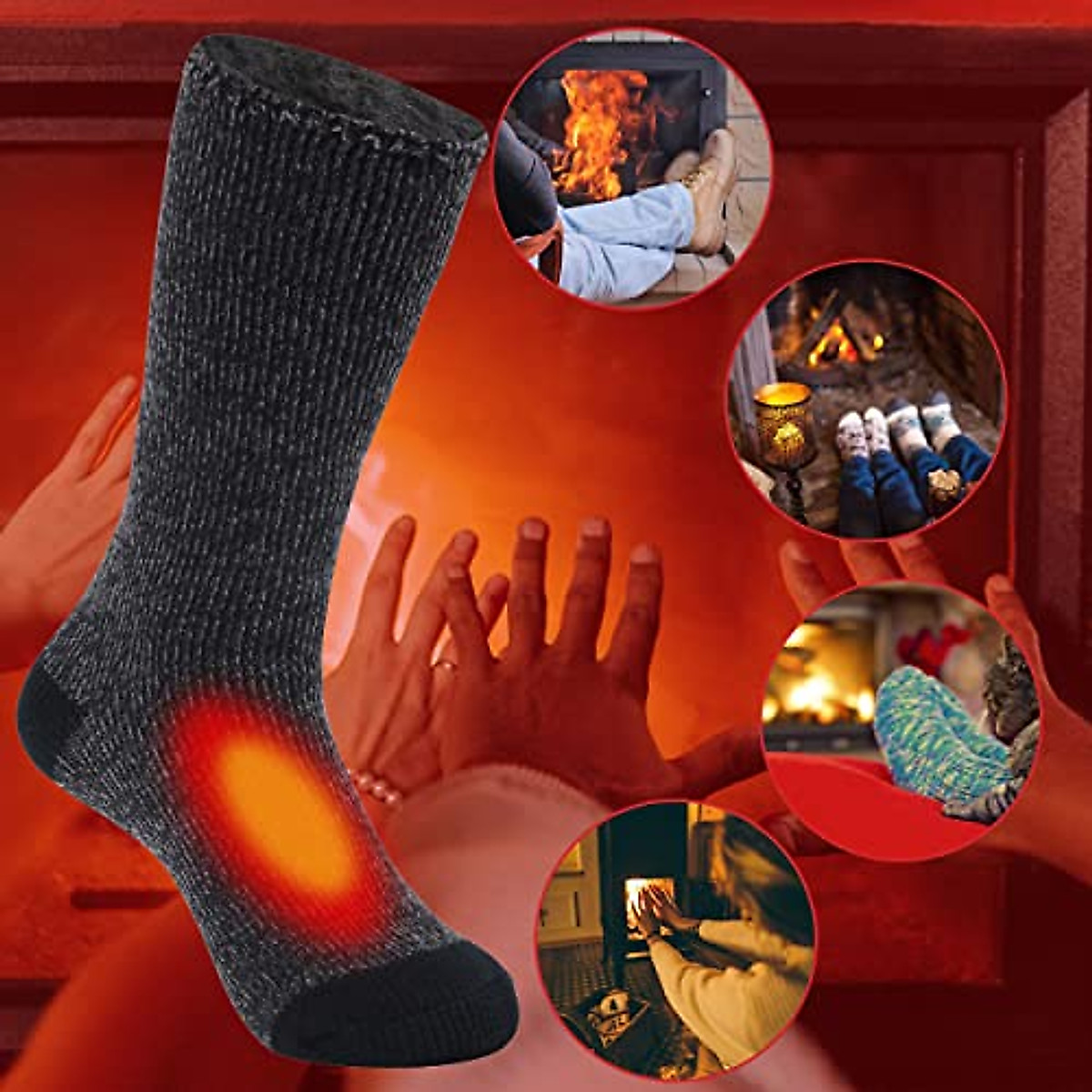 Monill Winter Thermal Socks, Unisex Winter Fur Lined Boot Thick Insulated Heated Socks For Cold Weather Extra-Warm Boot Socks Thick Insulated Heated Crew Socks for Cold Weather Mens Socks