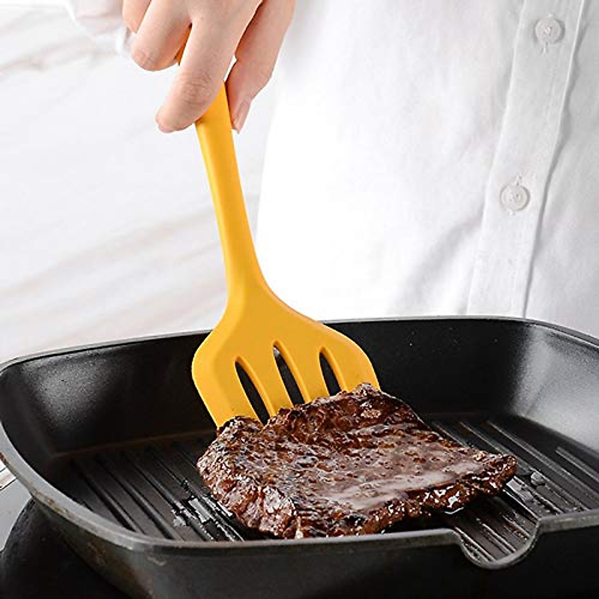 10PC Yellow Silicone Kitchenware Cooking Utensils Set Heat Resistant Kitchen Non-Stick Cooking Utensils with Storage Box