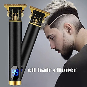 Lyrzzey Hair Clippers Machine for Men, Zero Gap Trimmer, Cordless Shaver Hair Clippers Set, Slicked Back Hair Professional Hair Clipper Rechargeable,Hair Salon Matte Black