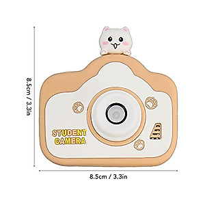 Kids Digital Camera, Khaki Dual Camera Toddler Camera 40MP HD Cute Cartoon with Lanyard