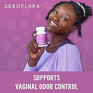 Seroflora Boric Acid Vaginal Suppositories 600 mg 28 Capsules - Boric Acid Pills for Women - Vaginal Health pH Balance for Women - Supports Vaginal Odor Control