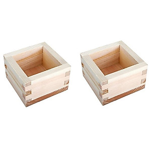 JapanBargain 2757, Wooden Sake Cups Masu Japanese Hinoki Wood Saki Cup Box Made in Japan, Plain, 4 ounce, Set of 2