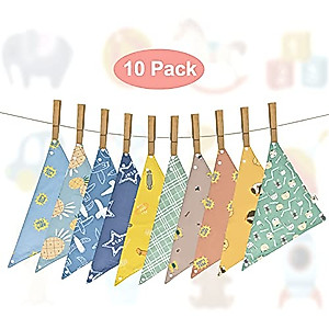 BEBOAN Baby Bandana Drool Bibs, 10-Pack Newborn Bibs for Toddler Girls Drooling Teething, 100% Organic Cotton Soft and Absorbent Baby Bibs, Adjustable Size (Boy)