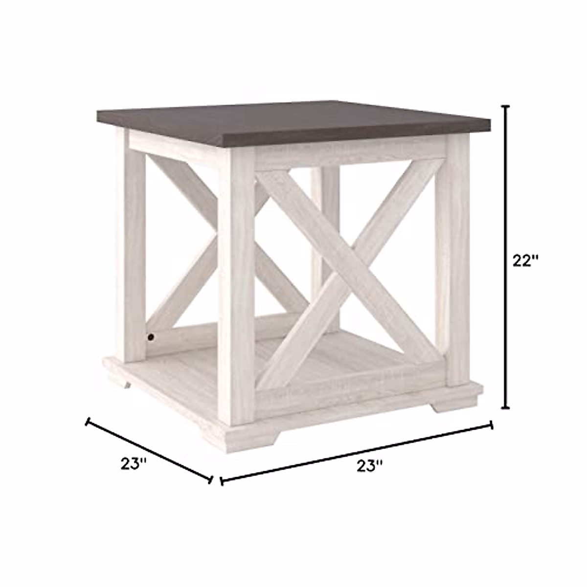 Signature Design by Ashley Dorrinson Square Modern Farmhouse End Table, Two Tone White & Brown