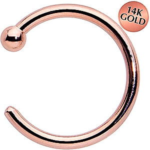 Body Candy Unisex Adult Solid 14k Rose Gold Nose Stud Hoop 5/16" 18 Gauge Body Piercing