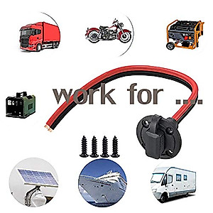 QOFOWIN SAE Power Socket Sidewall Port Connector, 10AWG 2Pin SAE Quick Connect Solar Panel Flush Mount Connector Plug Cable Weatherproof for Solar Generator Battery Charger DIY Cord,(50cm/1.6ft)