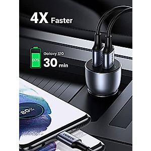 UGREEN USB Car Charger 36W - 12V USB Charger Multi Ports Fast Car Charger Adapter Compatible with iPhone 14/13/12/11/SE/XR, Galaxy S22/S21/S20/S10/Note 20, Pixel 5/4/3 (USB A to C Cable Included)