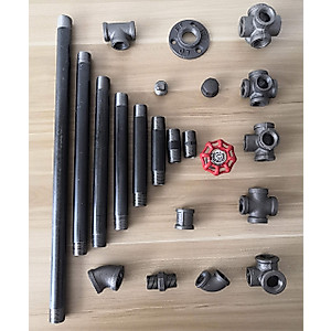 GeilSpace 6 Pack 1/2" × 18" Heavy Duty Pre-Cut Grey Metal Pipe, Industrial Steel Fits Standard Half Inch Threaded Pipes and Fittings - Vintage DIY Industrial Shelving (1/2" × 18", Grey)