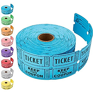 1000 Tacticai Blue Raffle Tickets (8 Colors Available), Double Roll, 2" x 2" Ticket for Events, Entry, Class Reward, Fundraiser & Prizes