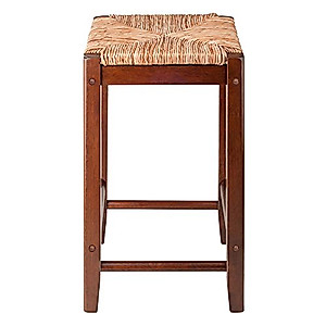 Winsome 2 Piece Bar Stools Rush Seat Kaden Set, Walnut