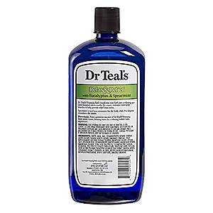 Dr Teal's Foaming Bath and Lotion Mothers Day Gift Set (2 Pack, 42oz Total) - 34oz Relax & Relief Eucalyptus & Spearmint Foaming Bath, 8oz Nighttime Therapy Melatonin Body Lotion - at Home Spa Kit