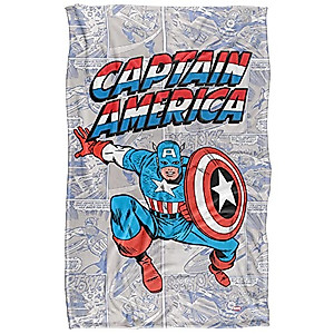 Marvel Captain America Blanket, 36"x58", Retro Captain America, Silky Touch Super Soft Throw Blanket