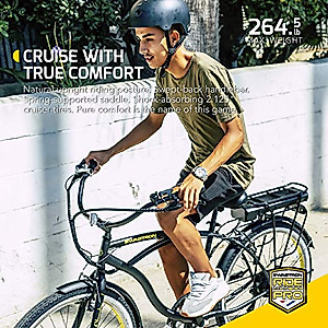 Swagtron Swagcycle EB-11 Cruiser Electric Bicycle with Removable Battery, Black