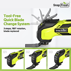 Cordless Oscillating Tool, SnapFresh 20V Battery-Powered Oscillating Multi-Tool with 6 Variable Speed Control and 22pcs Accessories for Trimming,Cutting, and Removing, Battery and Charger included