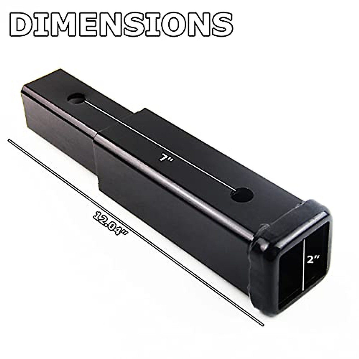 VaygWay Trailer Hitch Receiver Tube Extender – Tube Extenders for 2” Receiver + 7” Length- Heavy Duty 3500 Lbs GTW Pin and Clip (1 Pack)